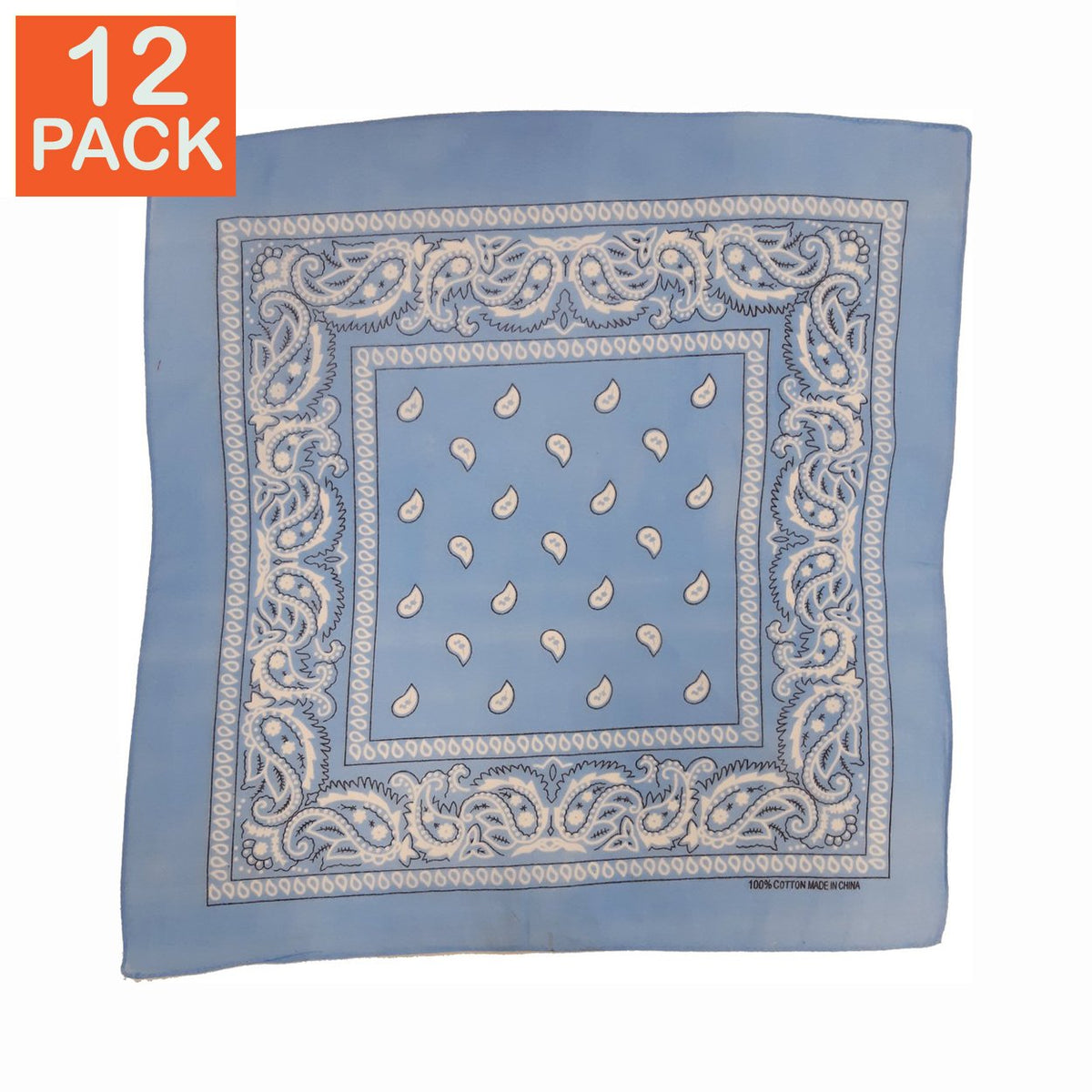 Light Blue Paisley Bandana | One Way Novelties